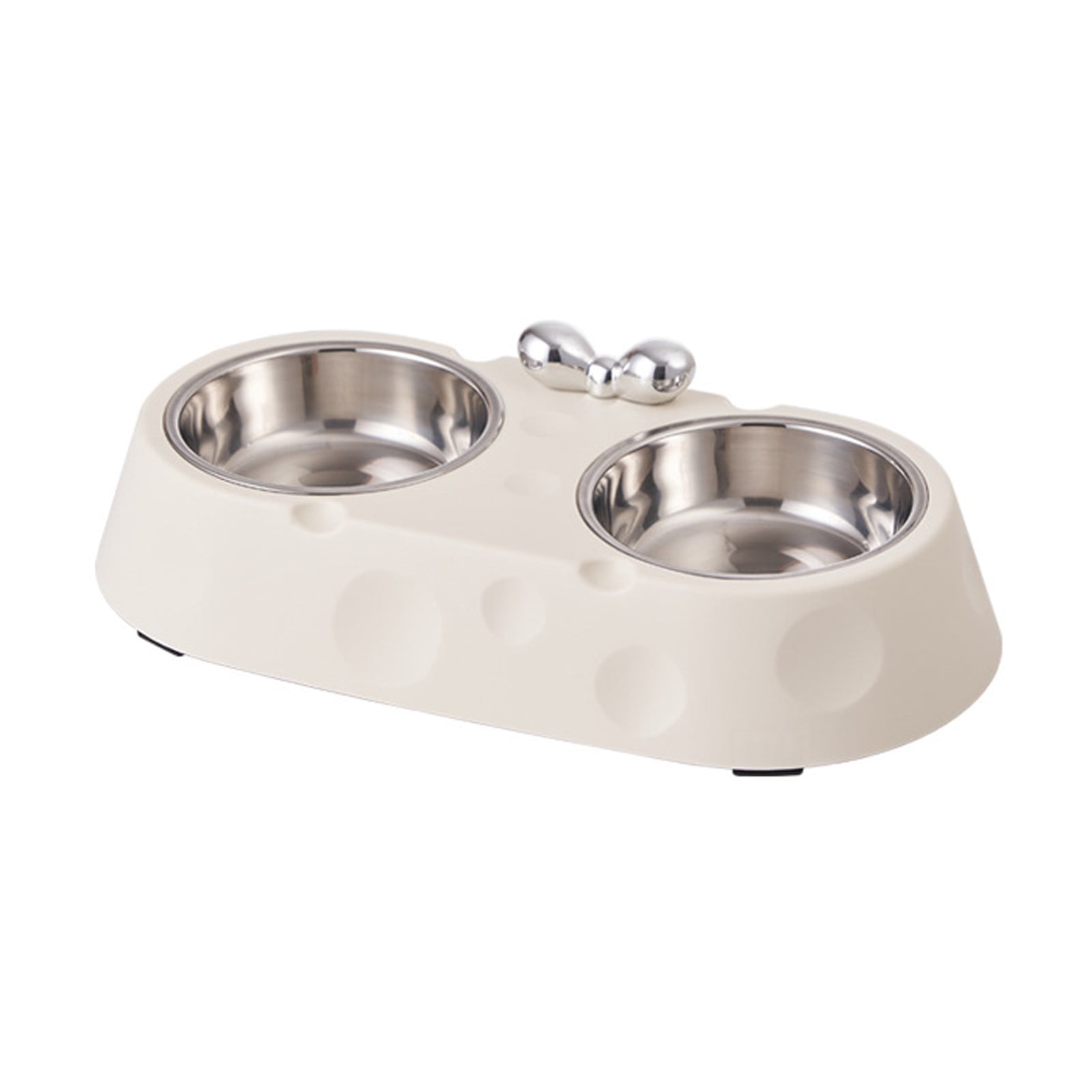 erfcxs Stainless Steel Double Bowl Cat Food Dish Pet Bowl Durable Easy ...