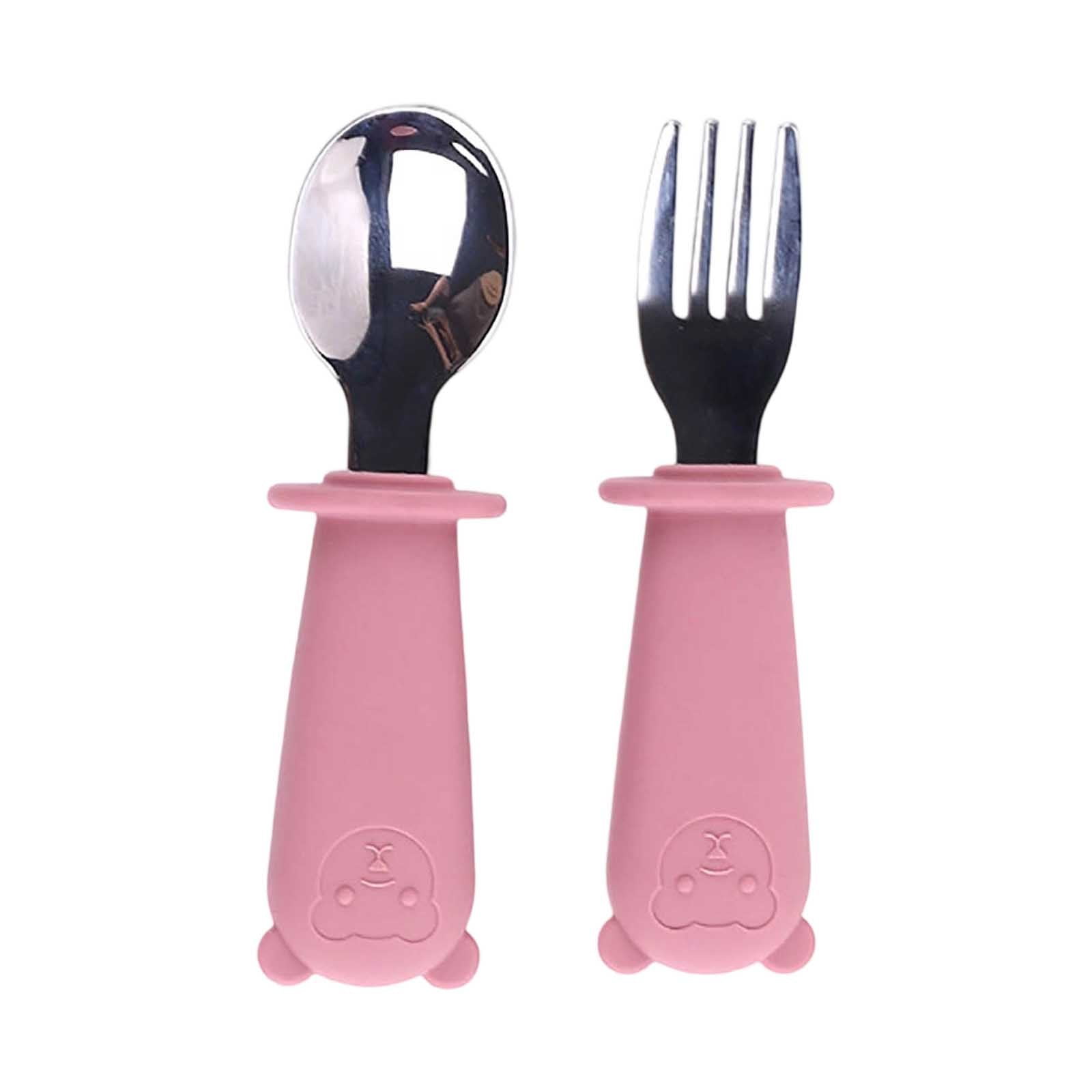 erfcxs Stainless Steel Fork Spoon Set With Silicone Handle Durable ...