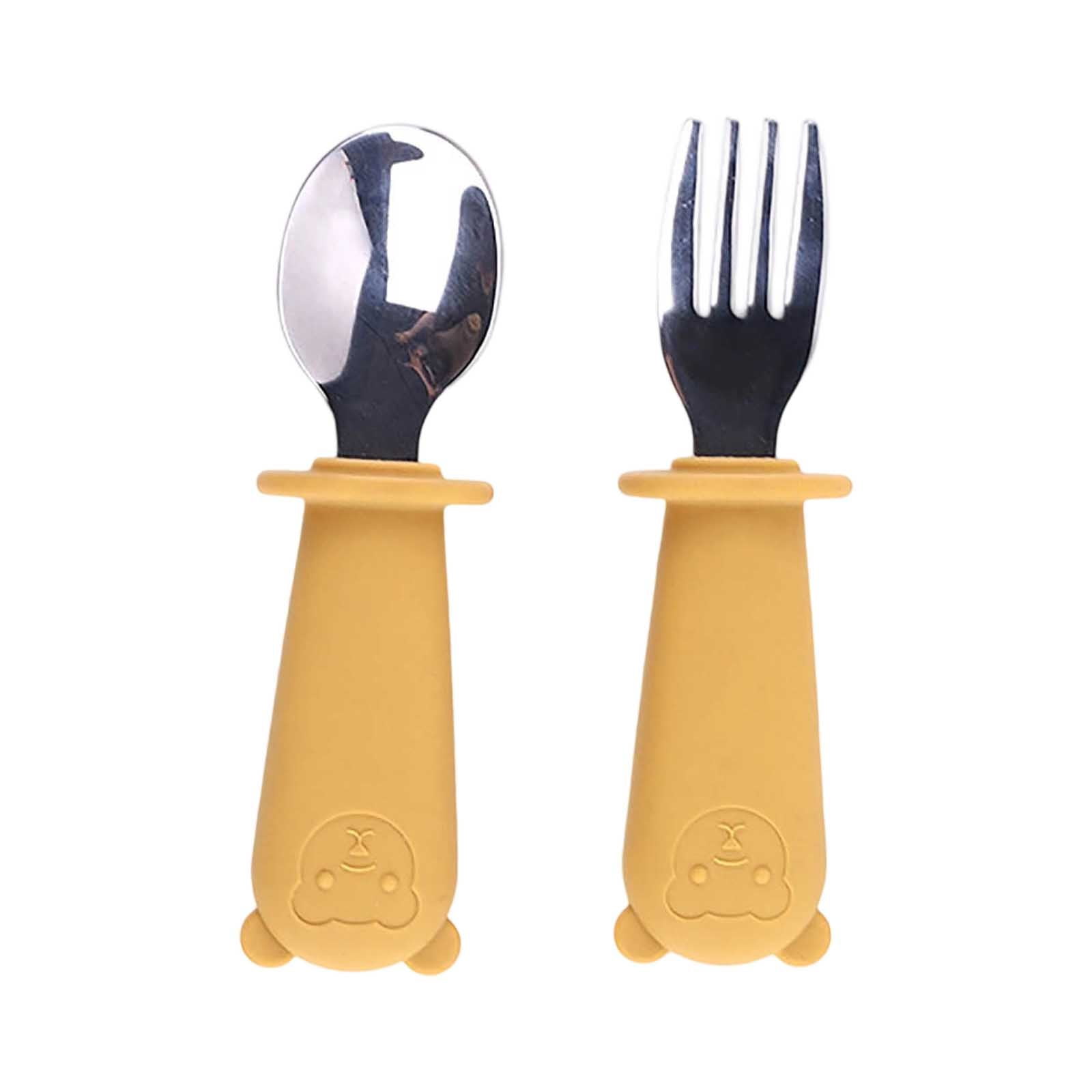 erfcxs Stainless Steel Fork Spoon Set With Silicone Handle Durable ...