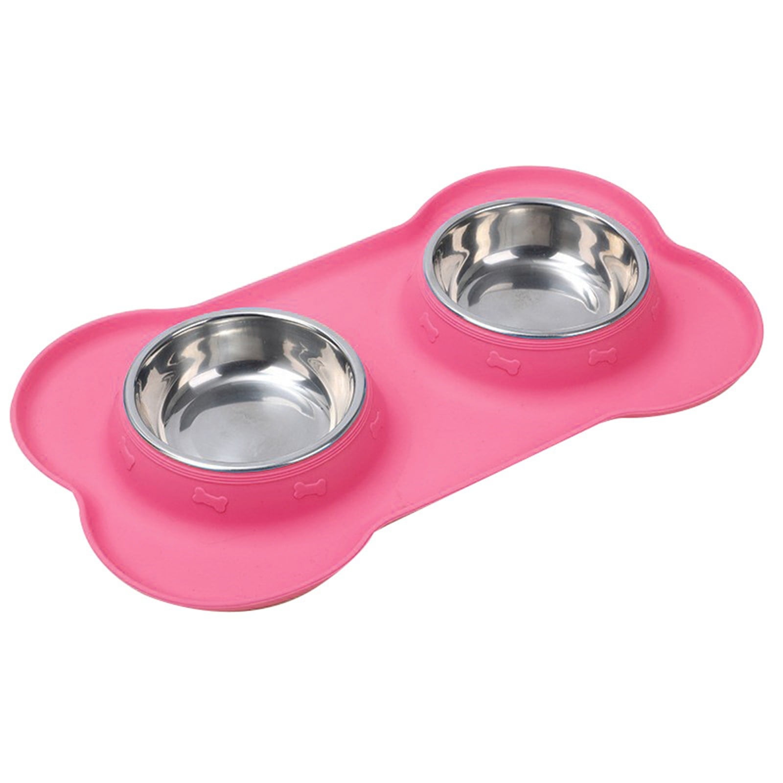 erfcxs Stainless Steel Pet Food and Water Bowl Feeder Set with Non ...