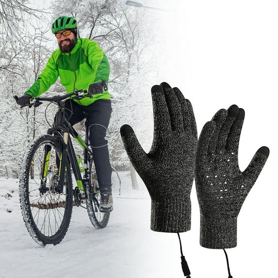 erfcxs USB Heating Knitted Gloves Winter Warm Screen Cycling Cold Proof ...