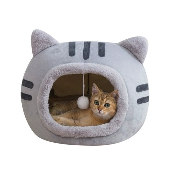 erfcxs Winter Warm Semi Enclosed Pet Bed Cozy Cushion For Indoor Cats ...