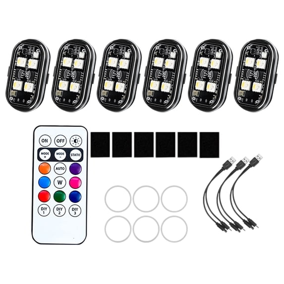 erfcxs Wireless RGB LED Lights With Remote Control 10 Dynamic Modes ...