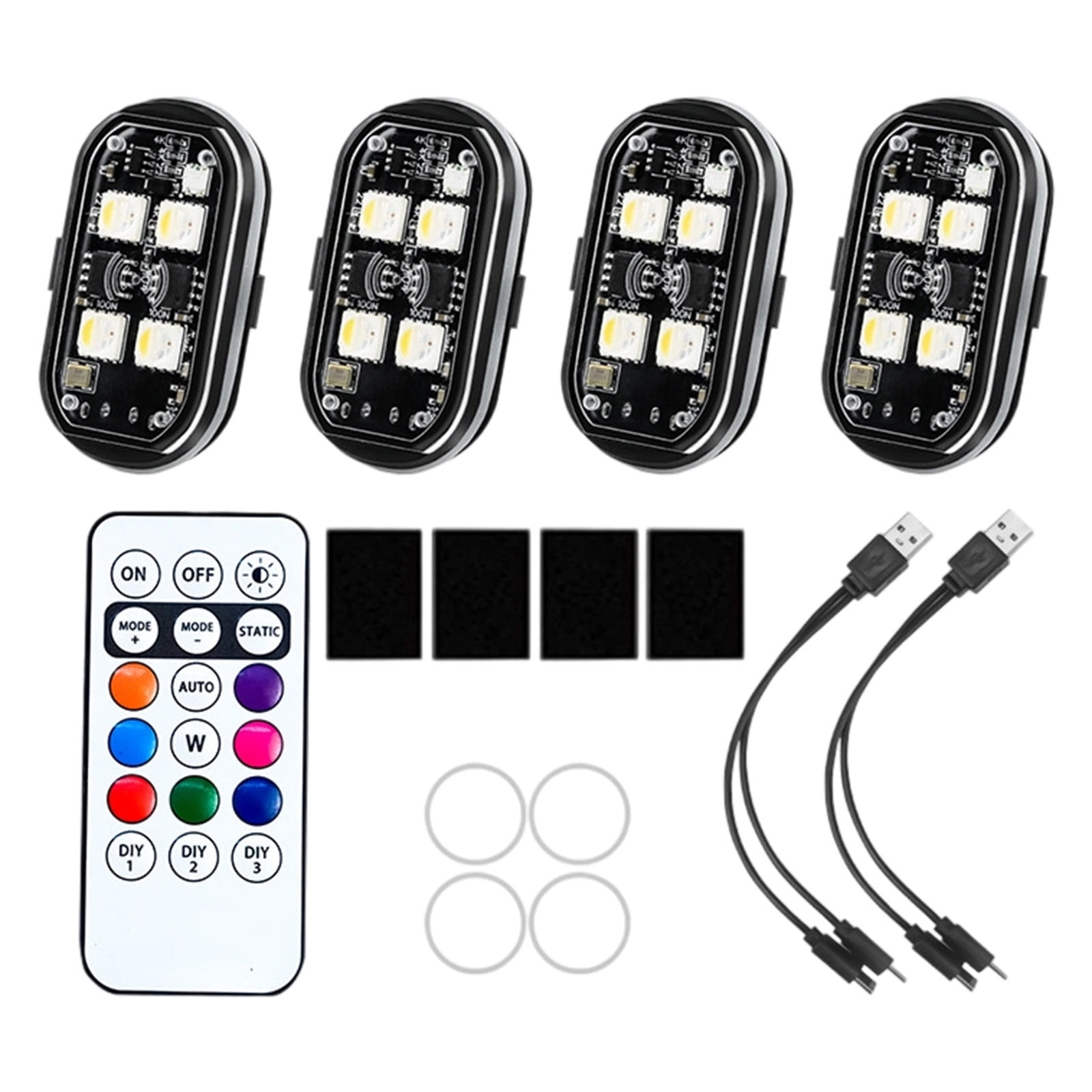 erfcxs Wireless RGB LED Lights With Remote Control 10 Dynamic Modes ...