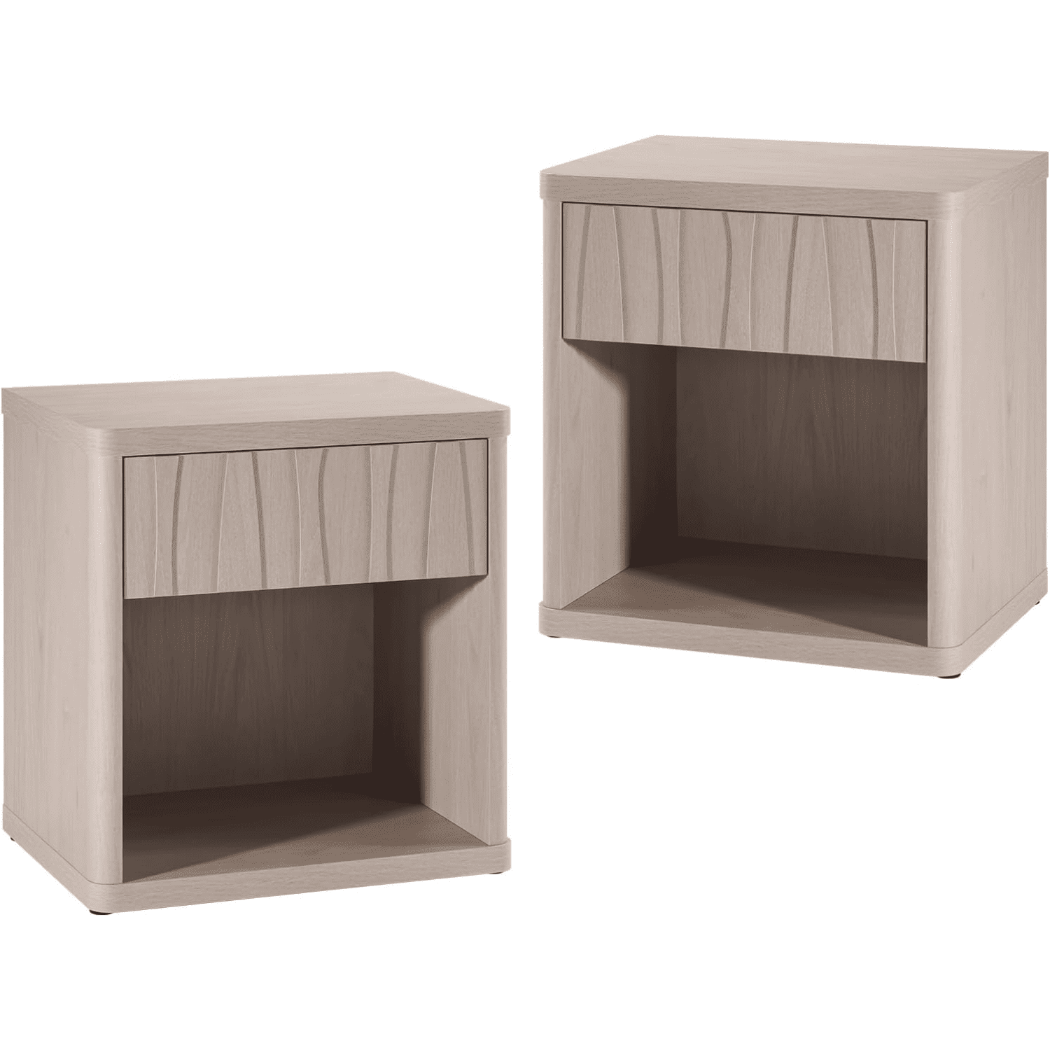 erfgvbh Cornwall Wave Pattern Night Stand Set 2 Wood Nightstand with ...