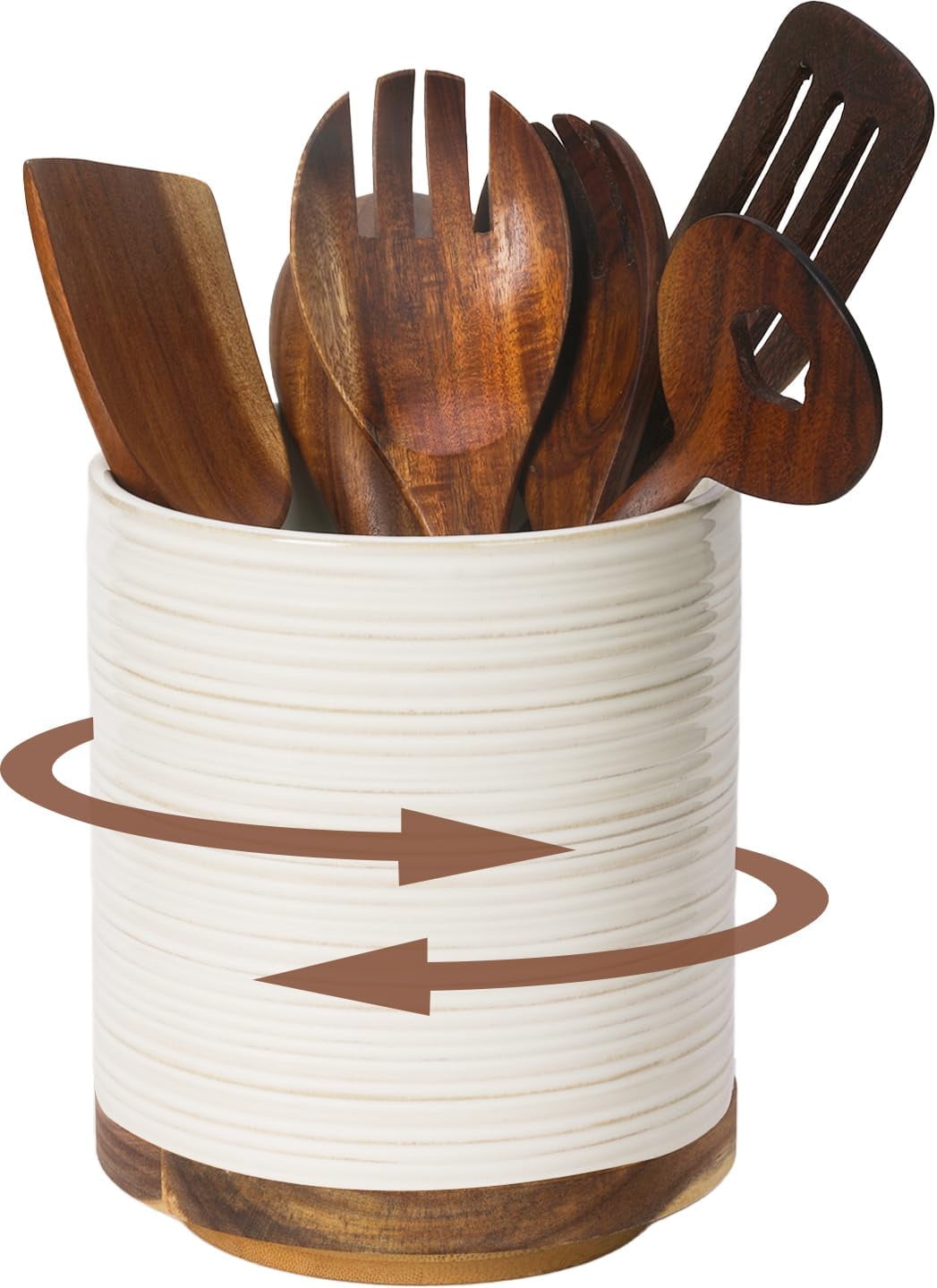 erfgyvhb 360 Rotating Extra Large Utensil Holder 7.6" Cooking Caddy for ...