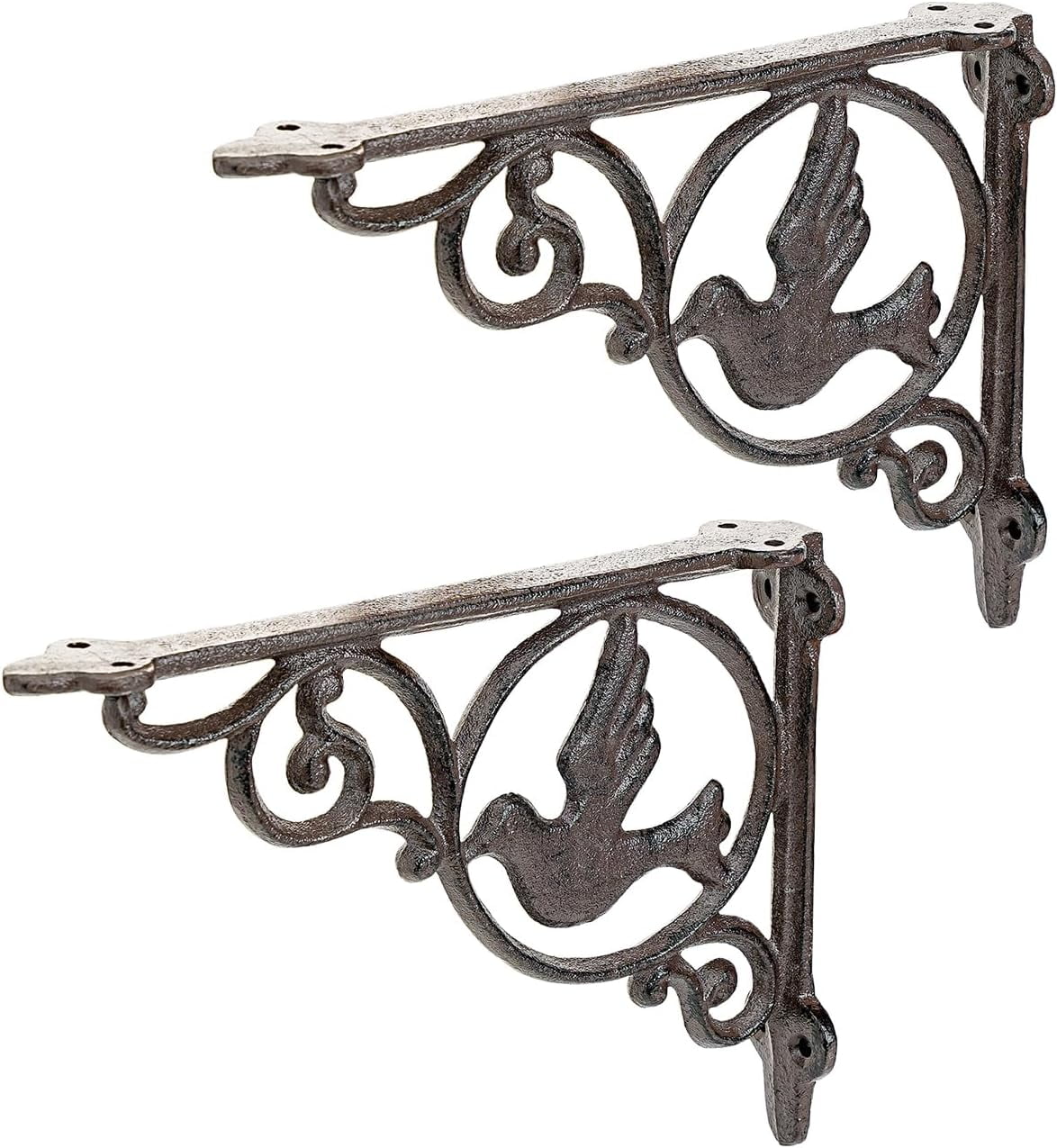 erfgyvhb 9.2 Inch Cast Iron Rustic Brown Brackets for Shelves 2PC ...