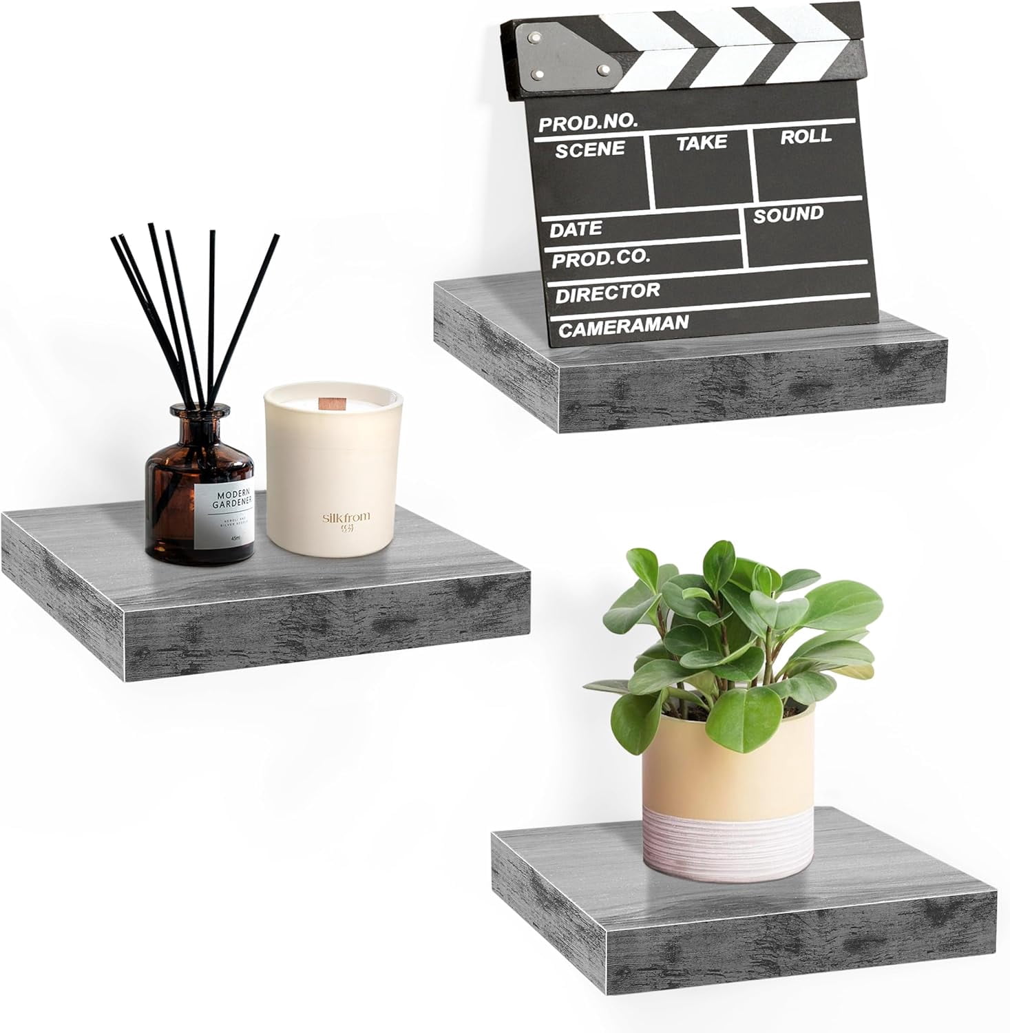 erfgyvhb Floating Shelf for Wall - 3 Small Shelves with Invisible ...