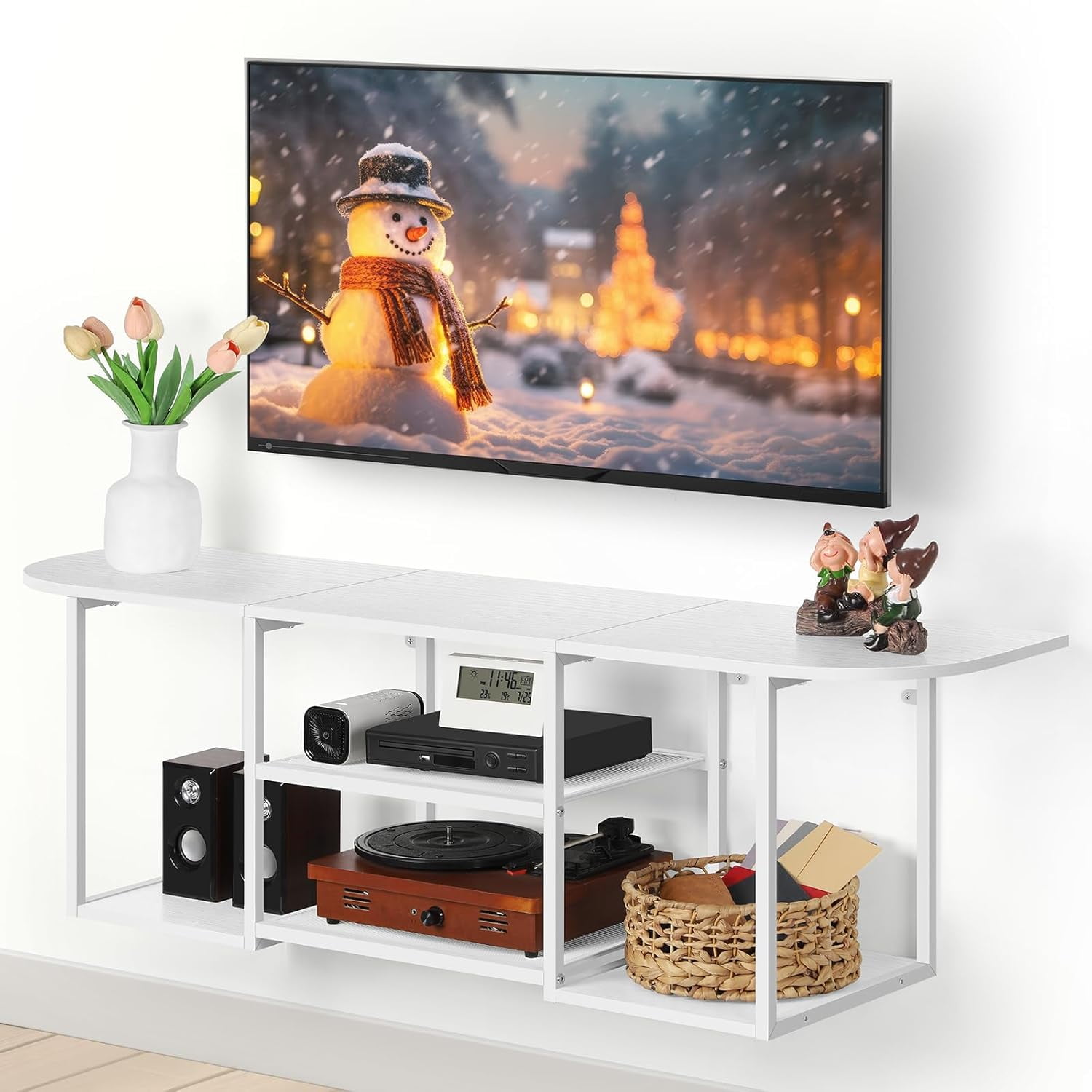 erfgyvhb Floating TV Shelf Stand Under TV Wall-Mounted Entertainment ...
