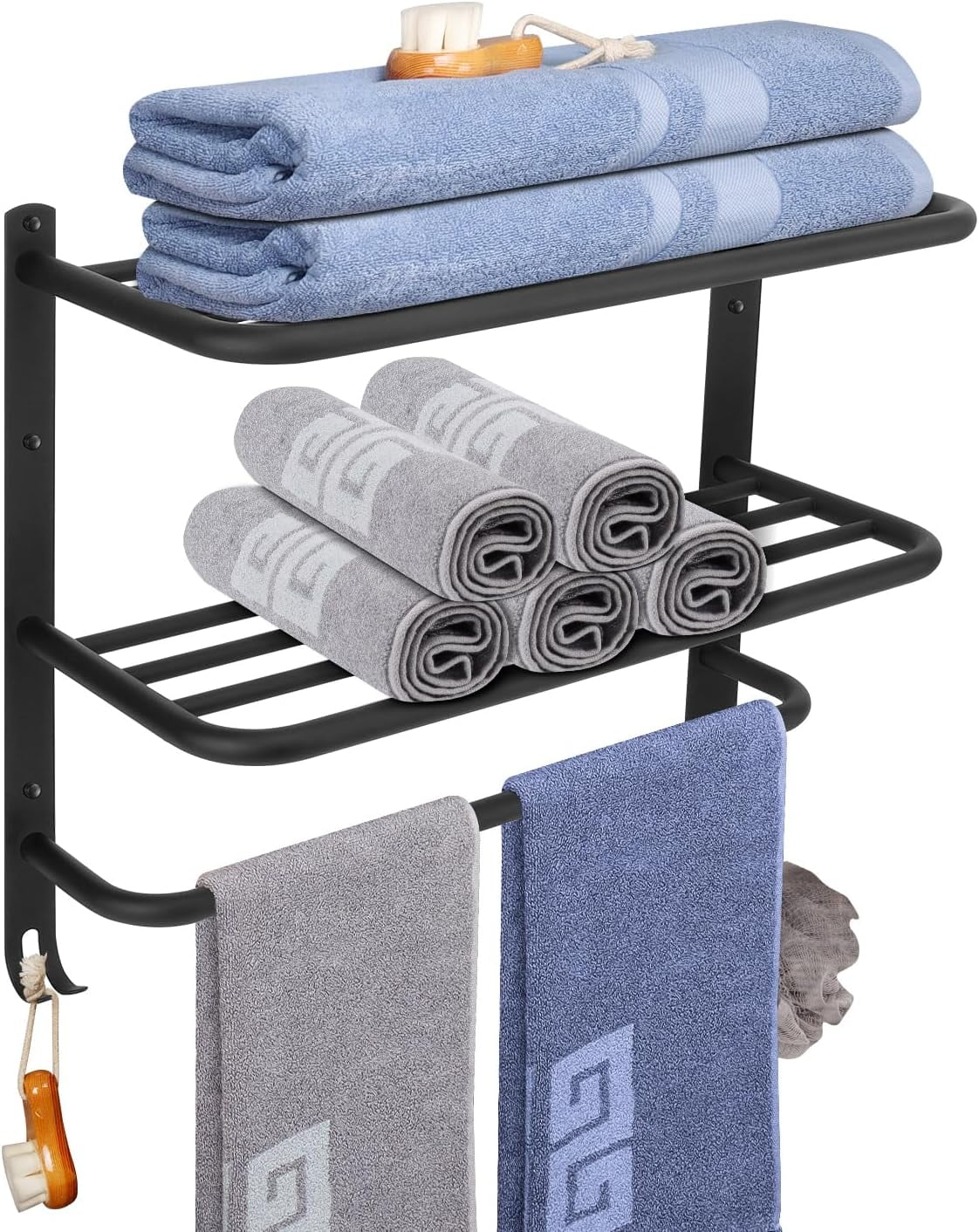 ijtyubvm Bathroom Towel Rack 3-Tier Towel Holder with Hooks SUS304 ...