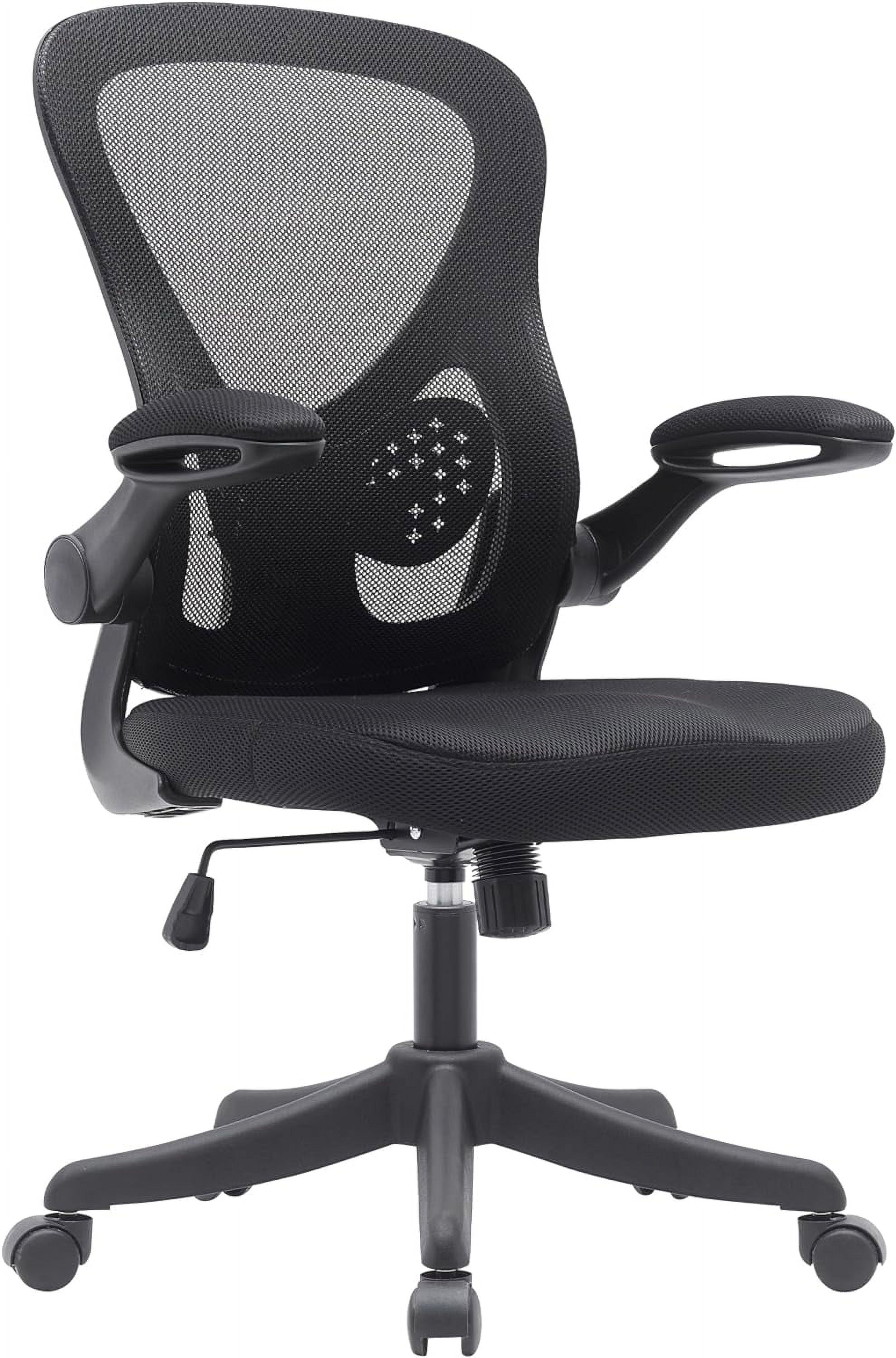 Ergonomic Office Chair with Mesh Back Rest Lumbar Support Flip Up Arms and Swivel, Mid-Back Task ...