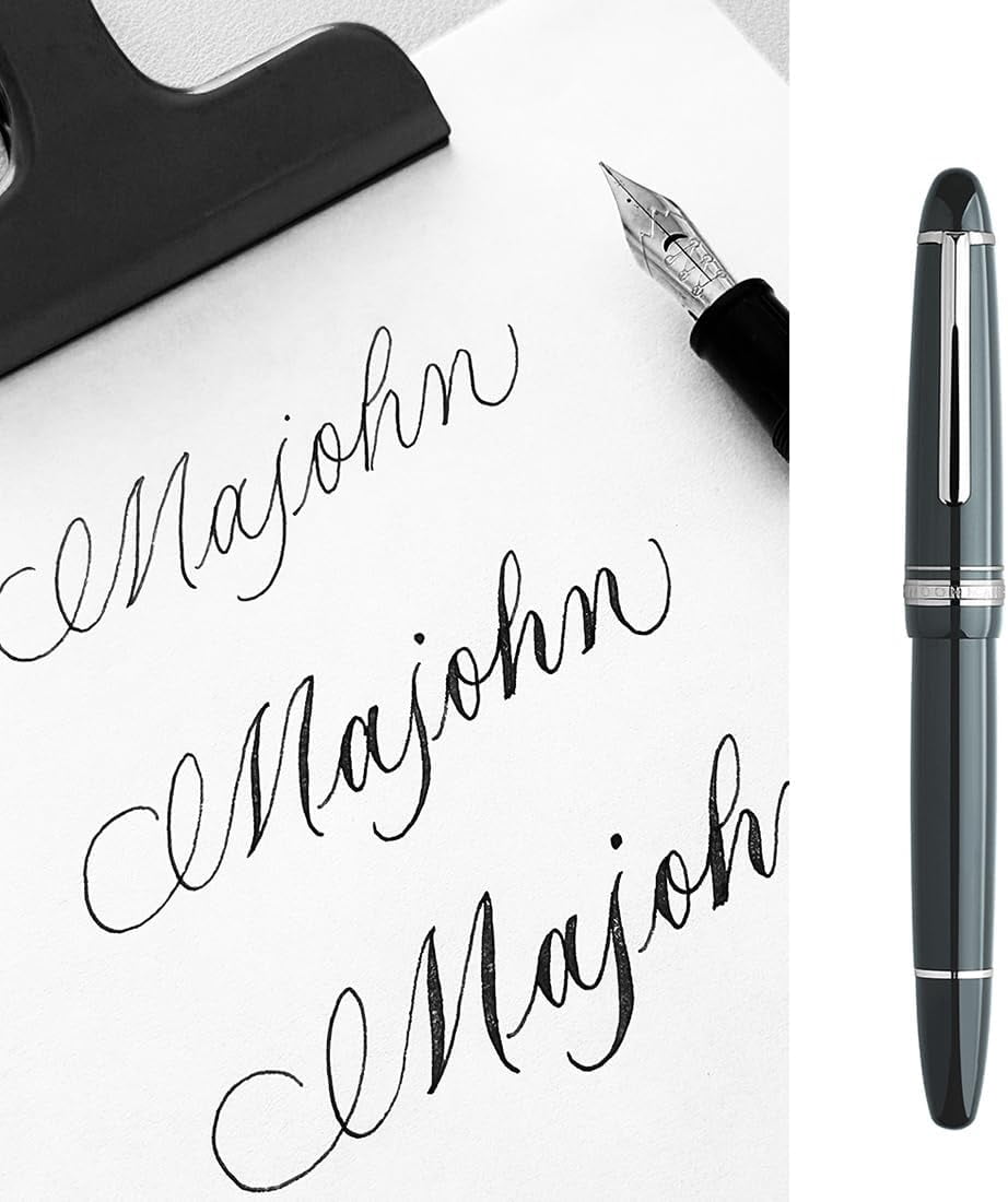 erofa Majohn P136 Piston Fountain Pen Flex Nib, Gray Resin Flexible ...