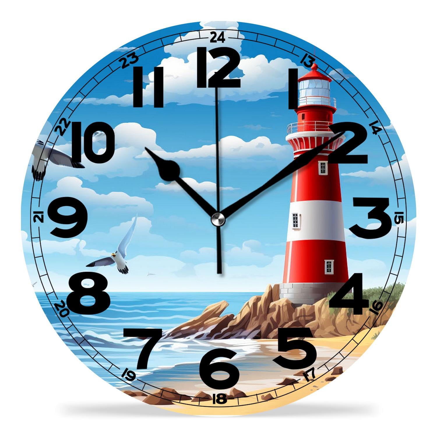 erolrail Rustic Wall Clock,Silent Non Ticking Wall Clocks for Living ...