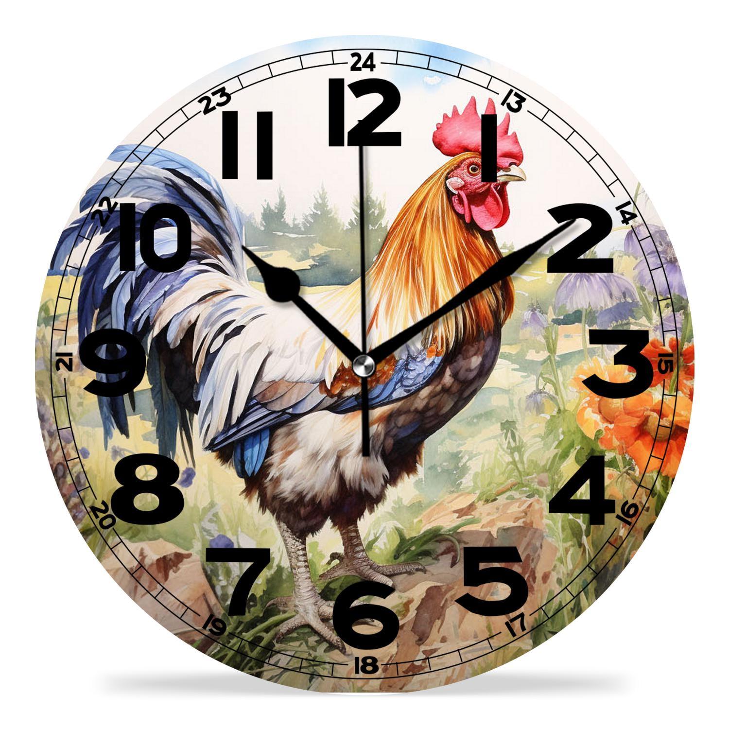 erolrail Rustic Wall Clock,Silent Non Ticking Wall Clocks for Living ...