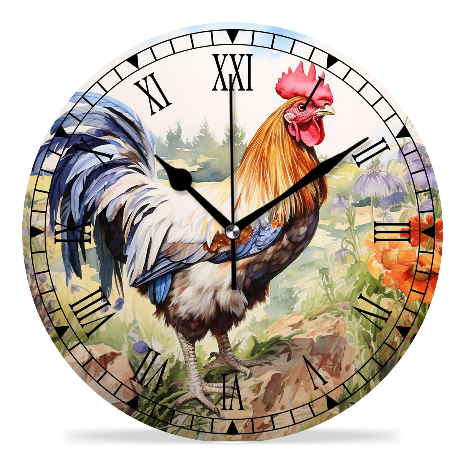 erolrail Rustic Wall Clock,Silent Non Ticking Wall Clocks for Living ...