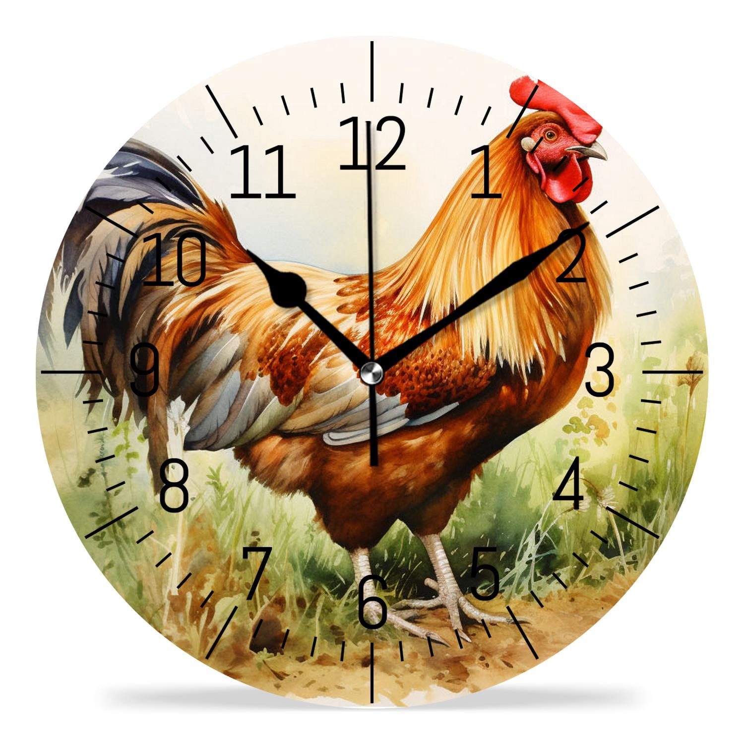 erolrail Rustic Wall Clock,Silent Non Ticking Wall Clocks for Living ...