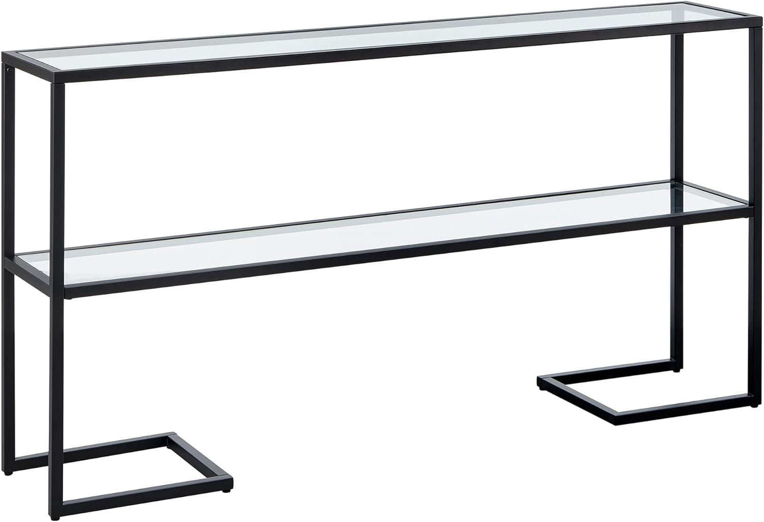 errol 55'' wide rectangular console table with glass top in blackened ...