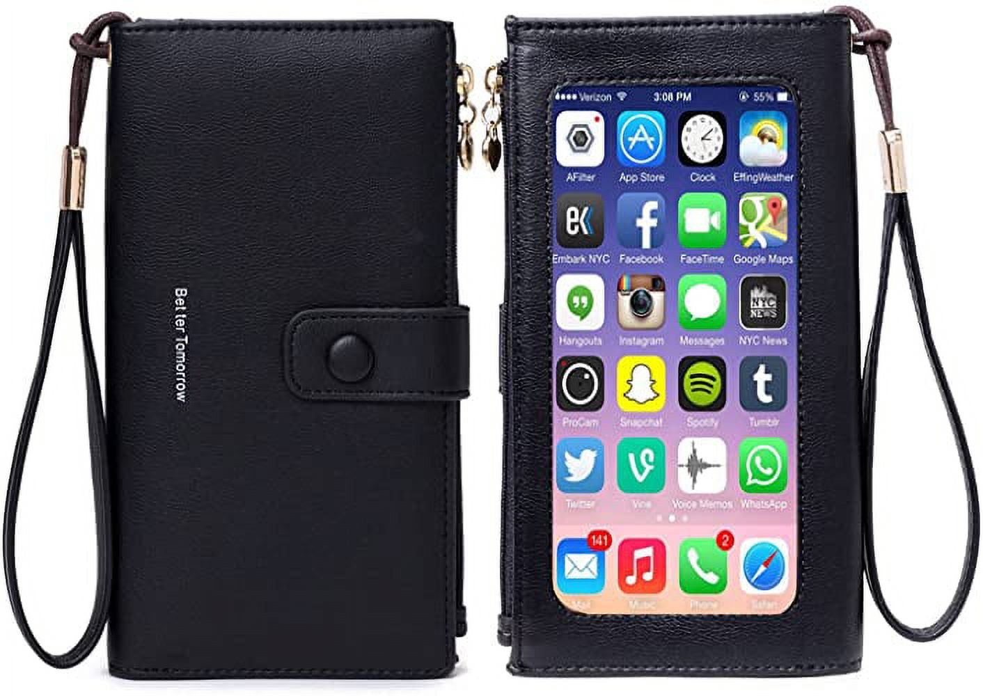 esafio Women Touch Screen Wristlets Purse RFID Blocking Clutch Phone ...