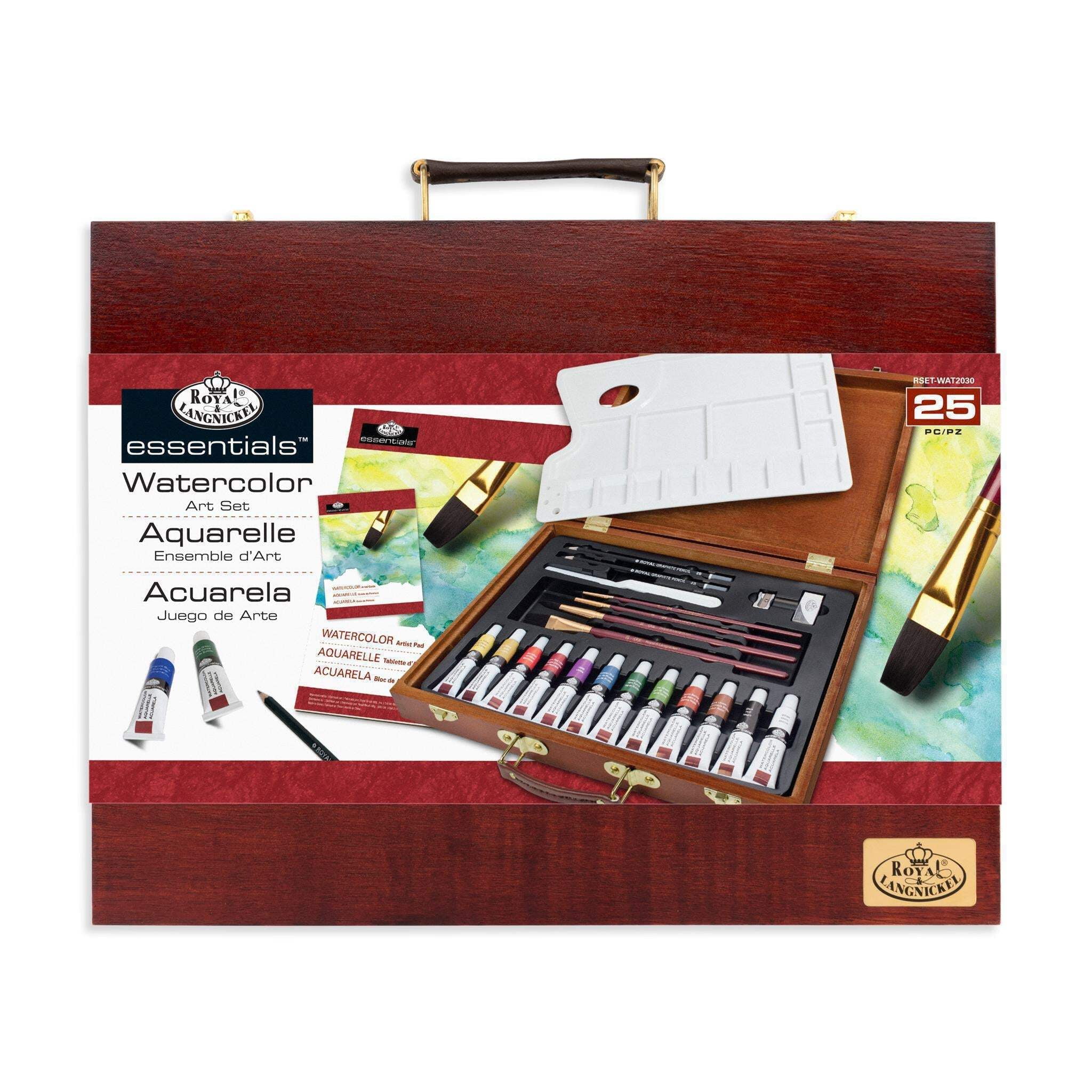 essentials(TM) Wooden Box Art Set-Watercolor Painting 25/Pkg - Walmart.com