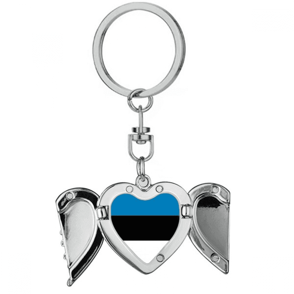 estonia national flag eu country heart angel wing key chain holder ...