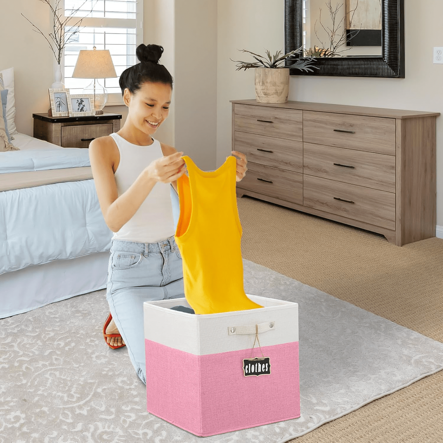 esxuong 13x13x13 Storage Cube Bins 4 Pack Collapsible Fabric Storage ...