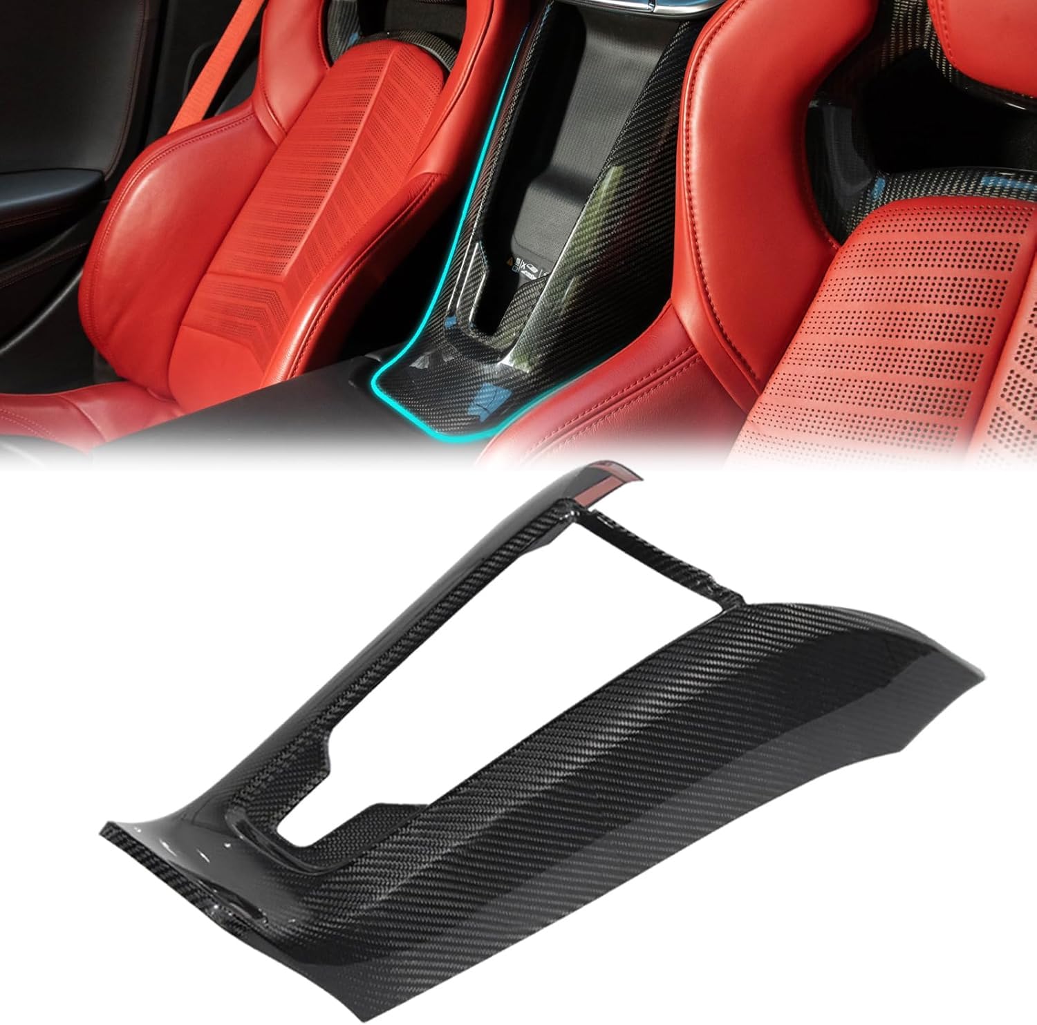 etesan Real Carbon Fiber Center Control Cover Trim fit for Corvette C8 ...