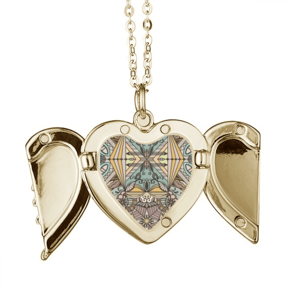 eu rococo style lines pattern folded wings peach heart pendant necklace ...