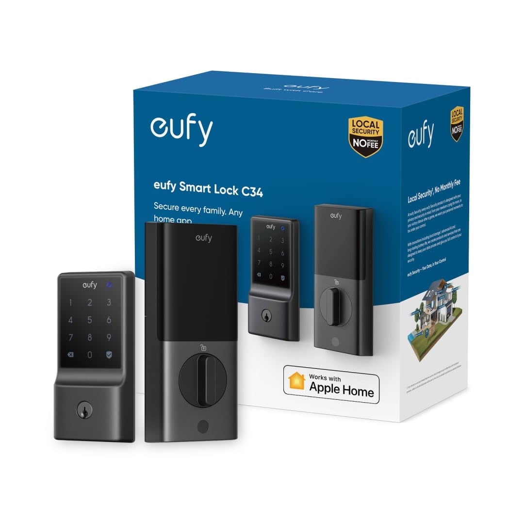 eufy Smart Lock C34, Keyless Entry Door Lock with Apple Home Ecosystem ...
