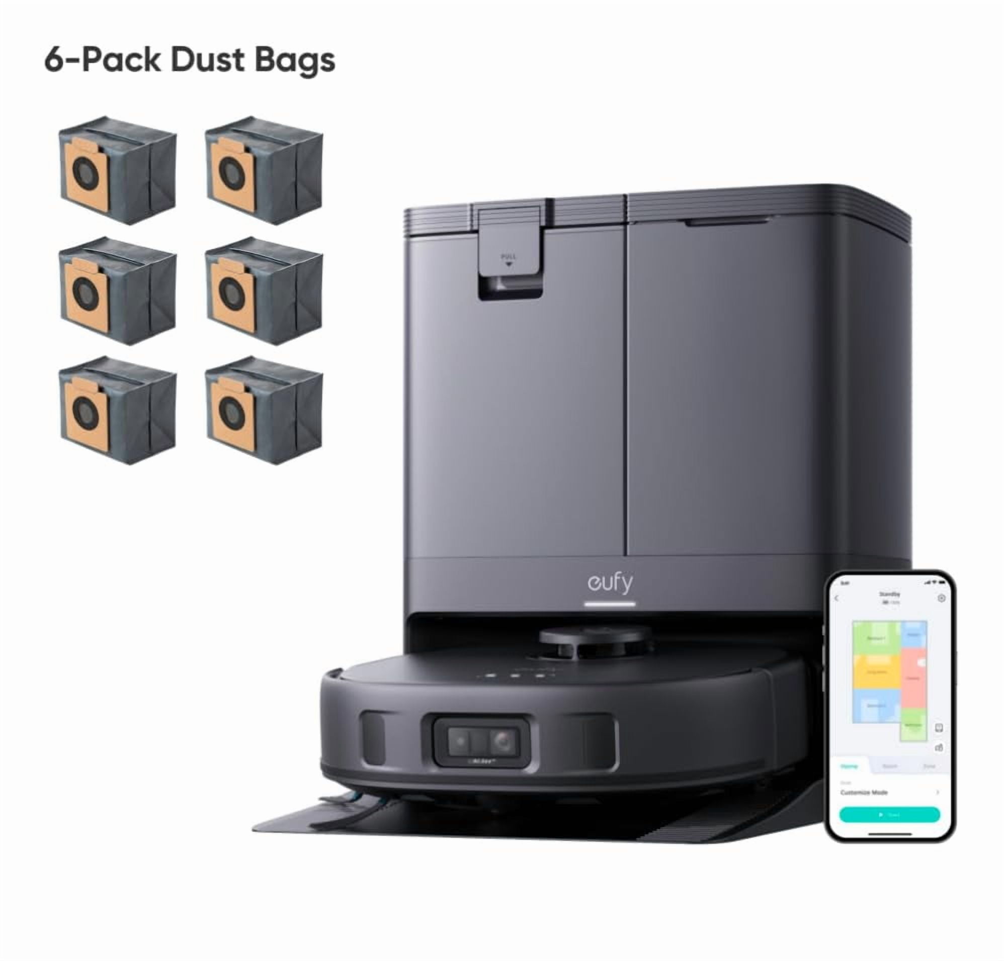 eufy X10 Pro Omni Robot Vacuum + 6-Pack Large Capacity Dust Bags ...