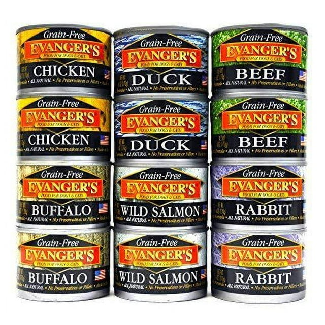 Evangers Grain Free, All Natural Dog/Cat Food Variety Pack - 6 Flavors ...