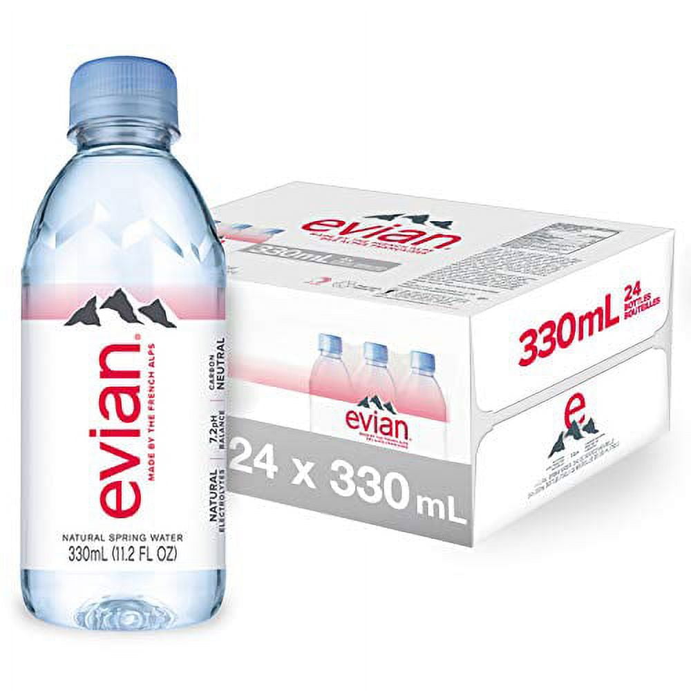 evian Natural Spring Water 330 mL/11.2 Fl Oz (Pack of 24) Mini-Bottles ...