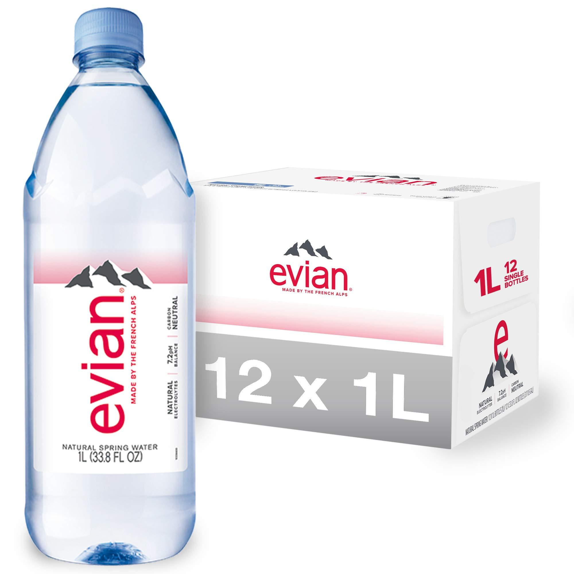 Evian Pure Natural Spring Water, 33.81 Fl Oz, Drinking Bulk Case (Pack ...
