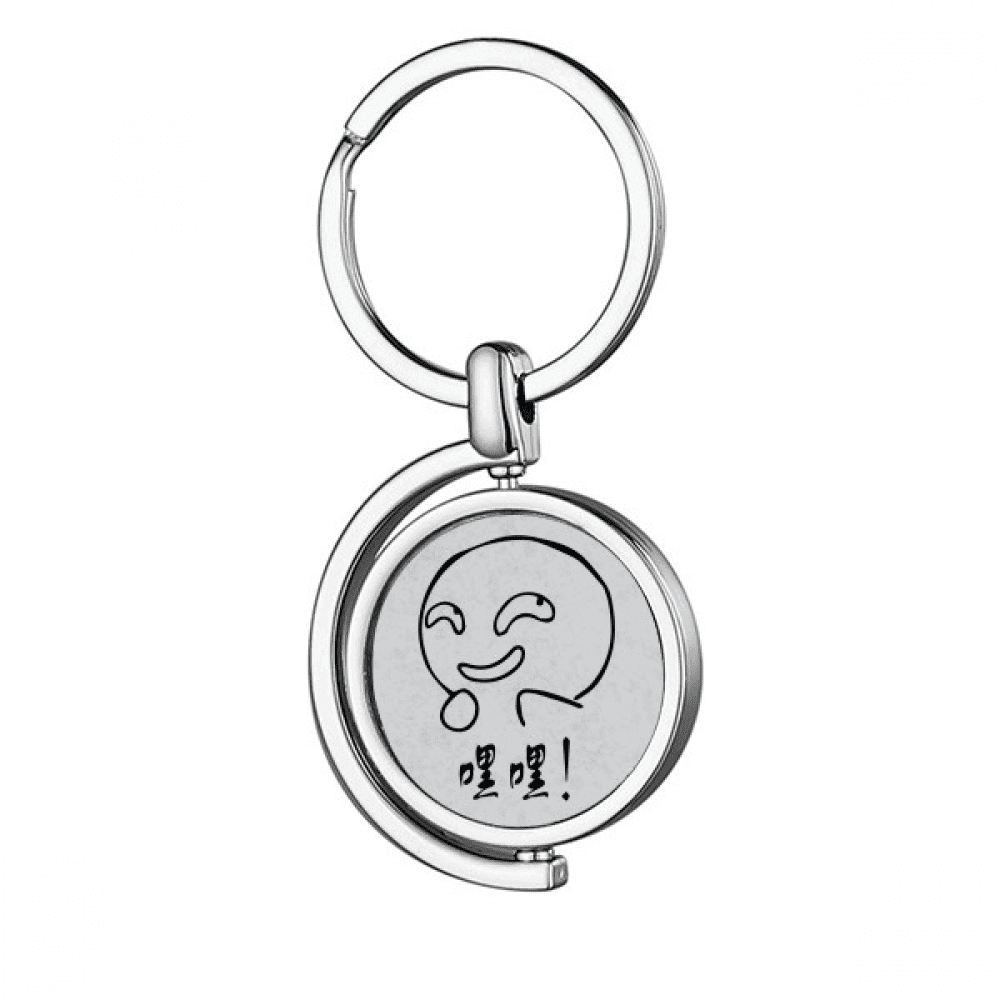 evil laugh black cute chat fcartoon rotating keychain metal keyring ...