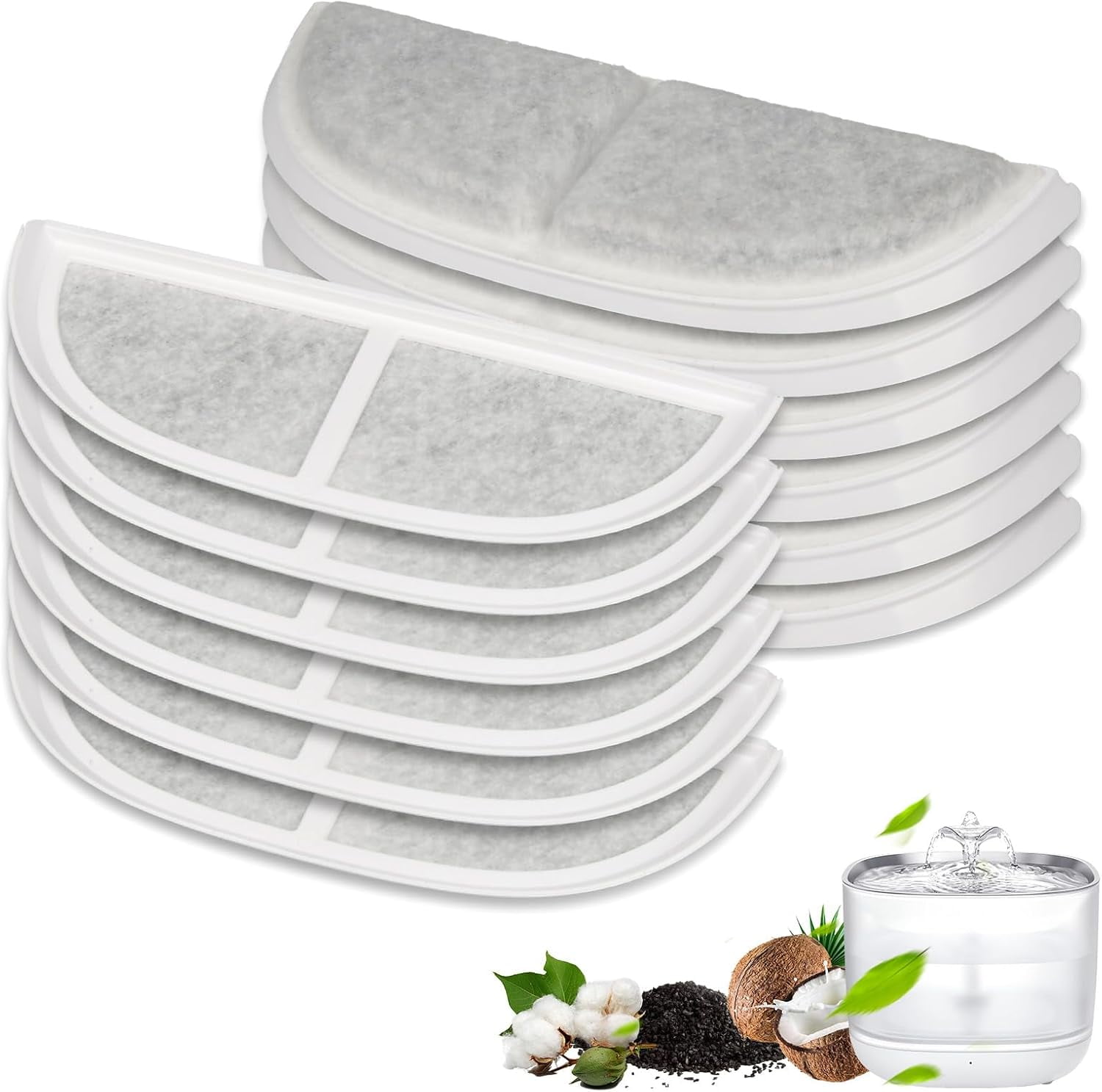 evolcn 12 Pack Cat Water Fountain Filters for eufy Stainless Steel ...