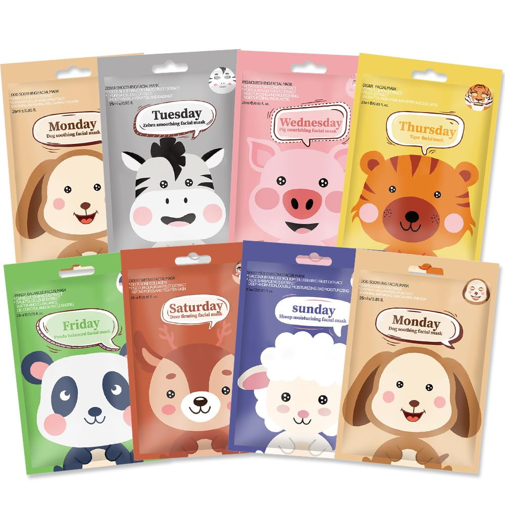 evpct 8Pack Kids Animal Face HYZ01 Sheet Masks Kid Animal Facial Face ...