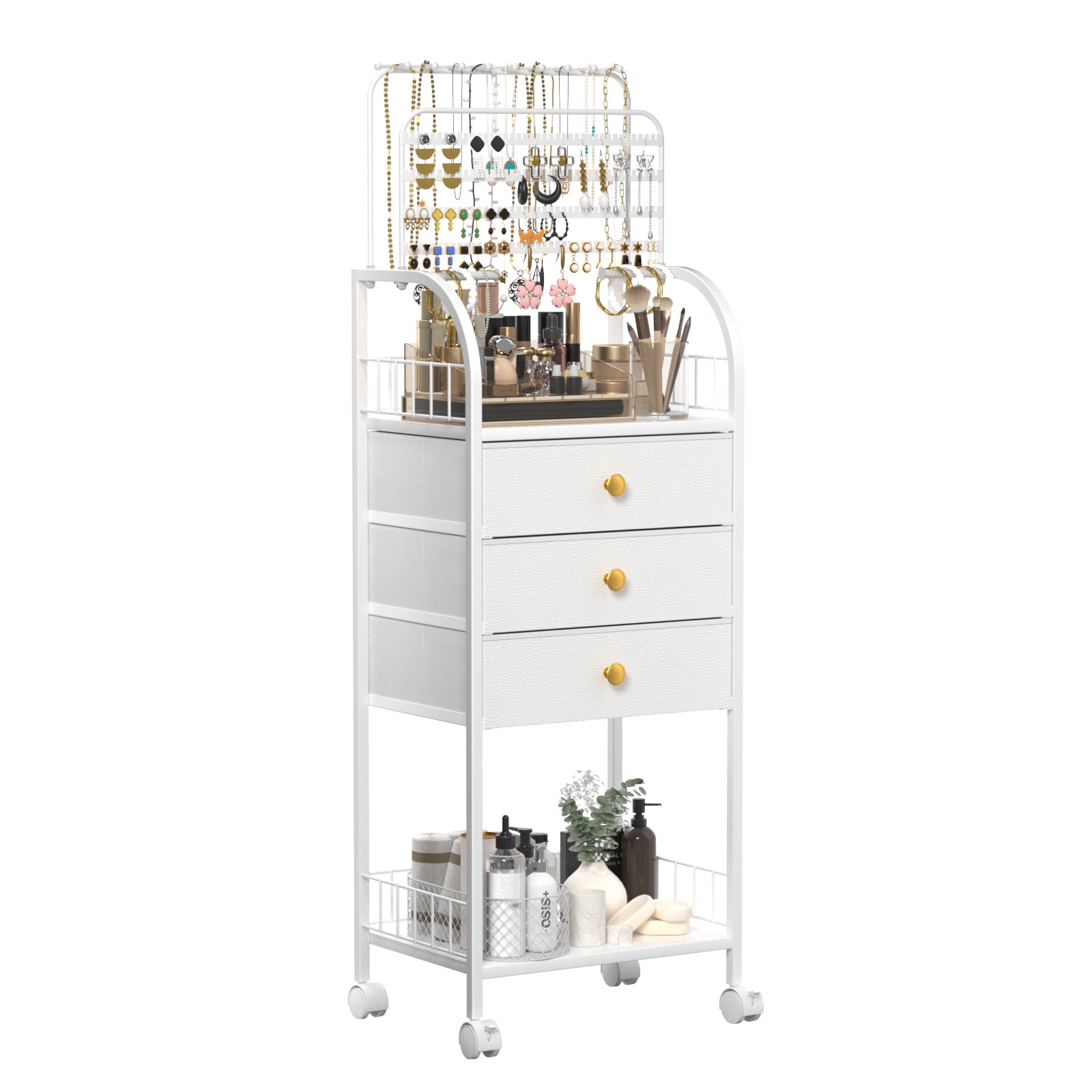ewelry Cabinet with 3 Box Drawers, Large Jewelry Organizer Stand ...