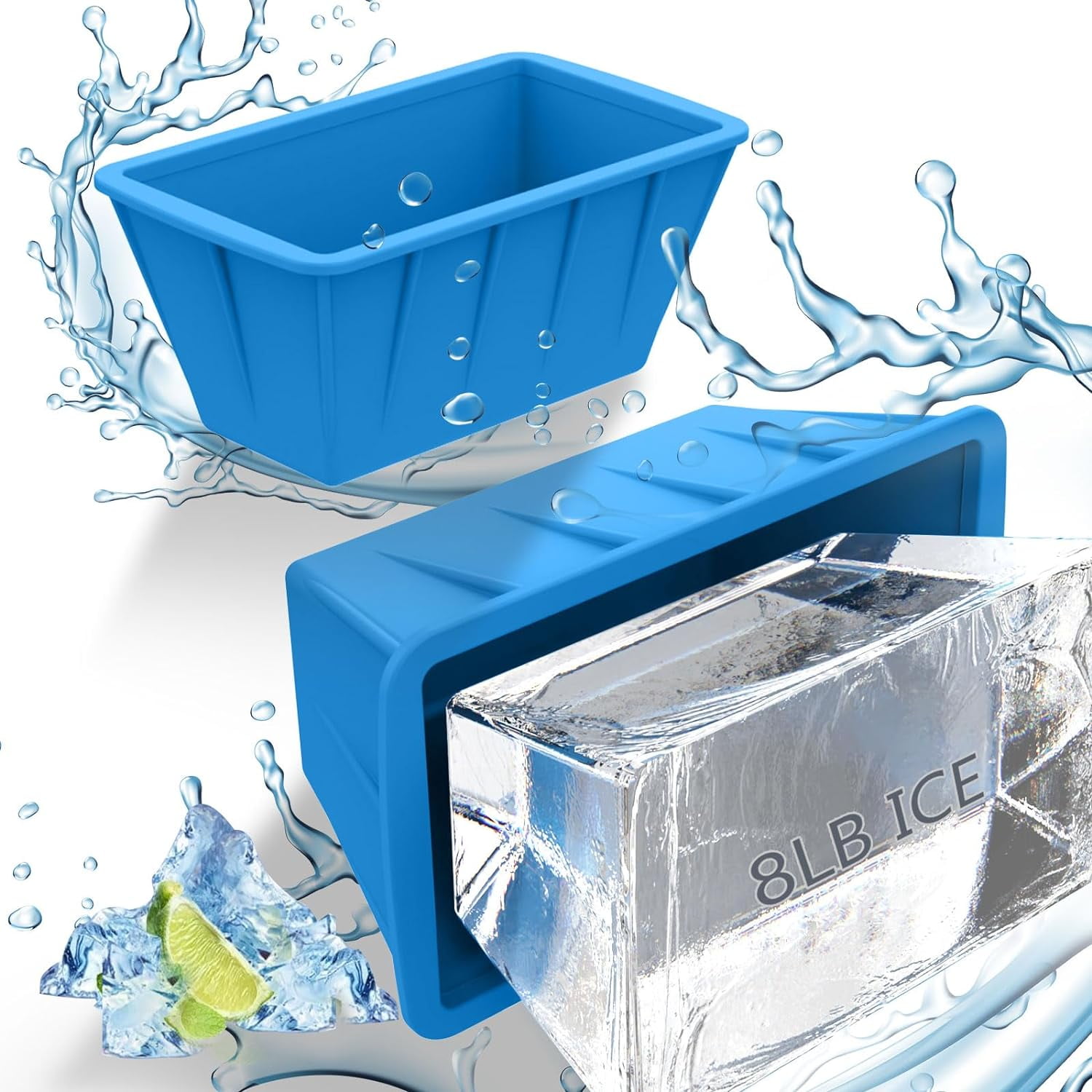Extra Large Ice Cube Molds 2Pack 16LB Silicone Large Ice Cube Molds for ...