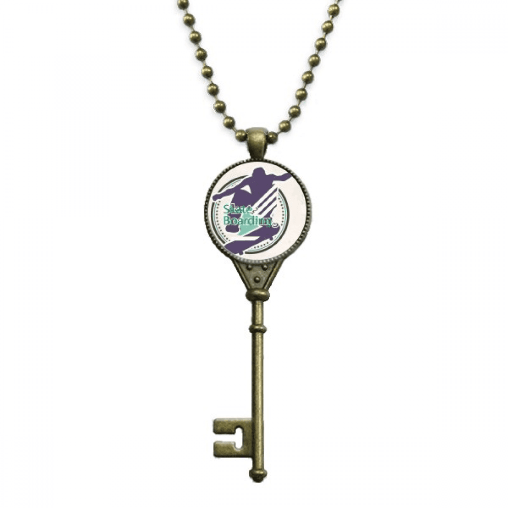 extreme sports athletes skate boarding illustration key necklace ...