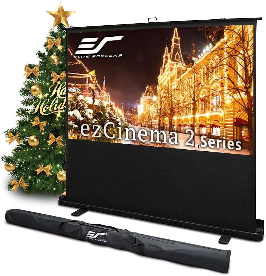 ezCinema 2, 70-inch 16:9, Manual Floor Pull Up Scissor Backed Projector ...