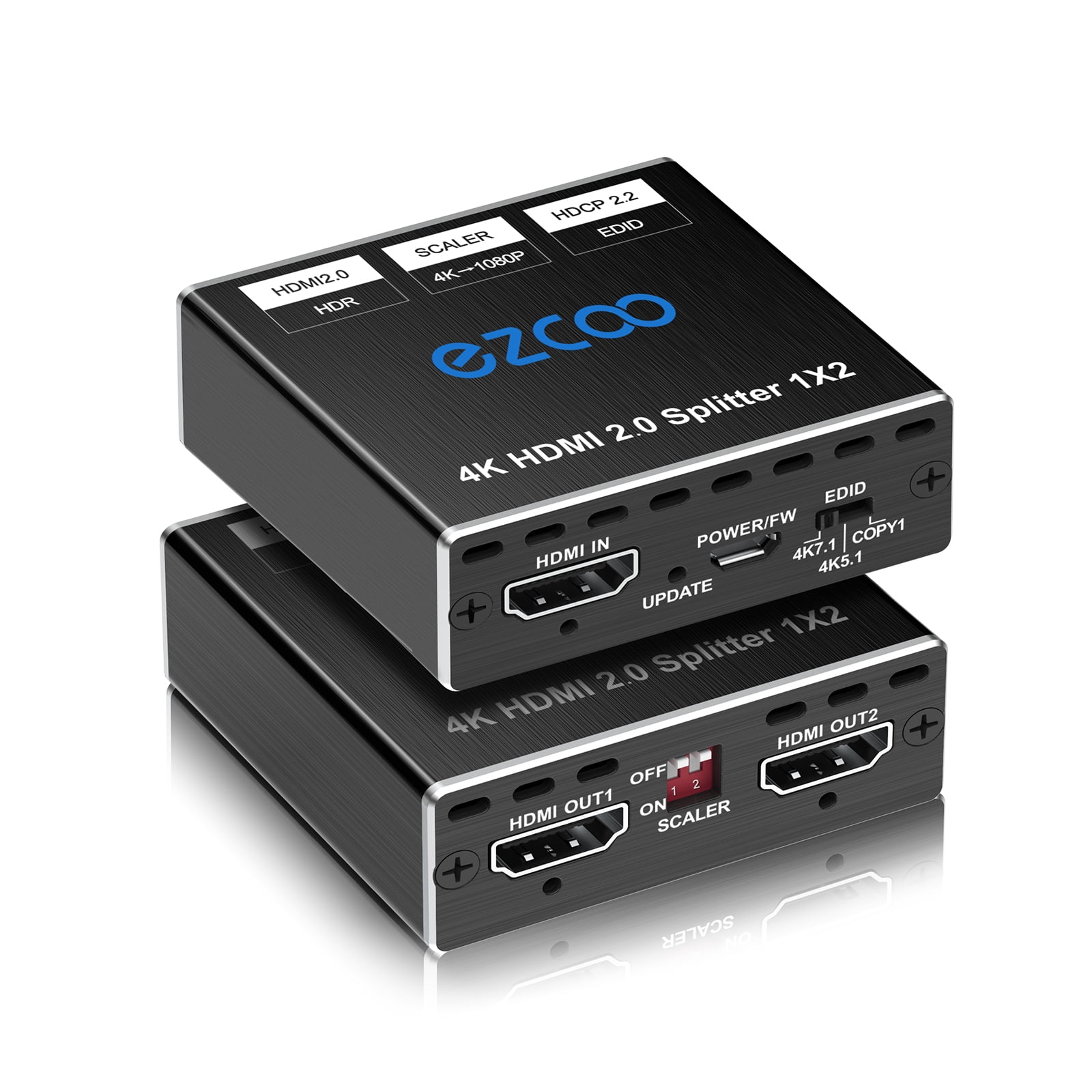 EZCOO HDMI Splitter 1x2 to HDMI to HDMI Cable Splitter with Micro-USB ...