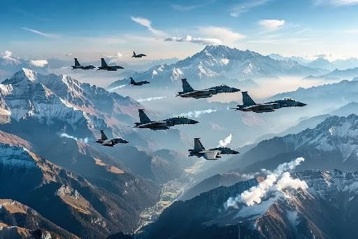 f 15 Eagle Fighter Jets Flying Above Mountains Aviation Military 1000 ...