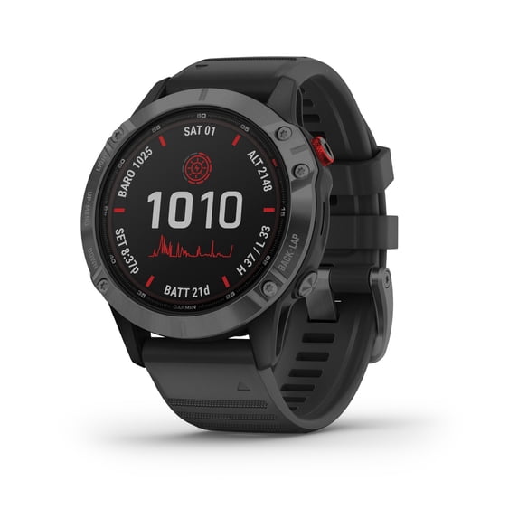 Garmin fēnix 6 Pro Solar GPS Watch, Slate Gray, Black Band, Solar ...