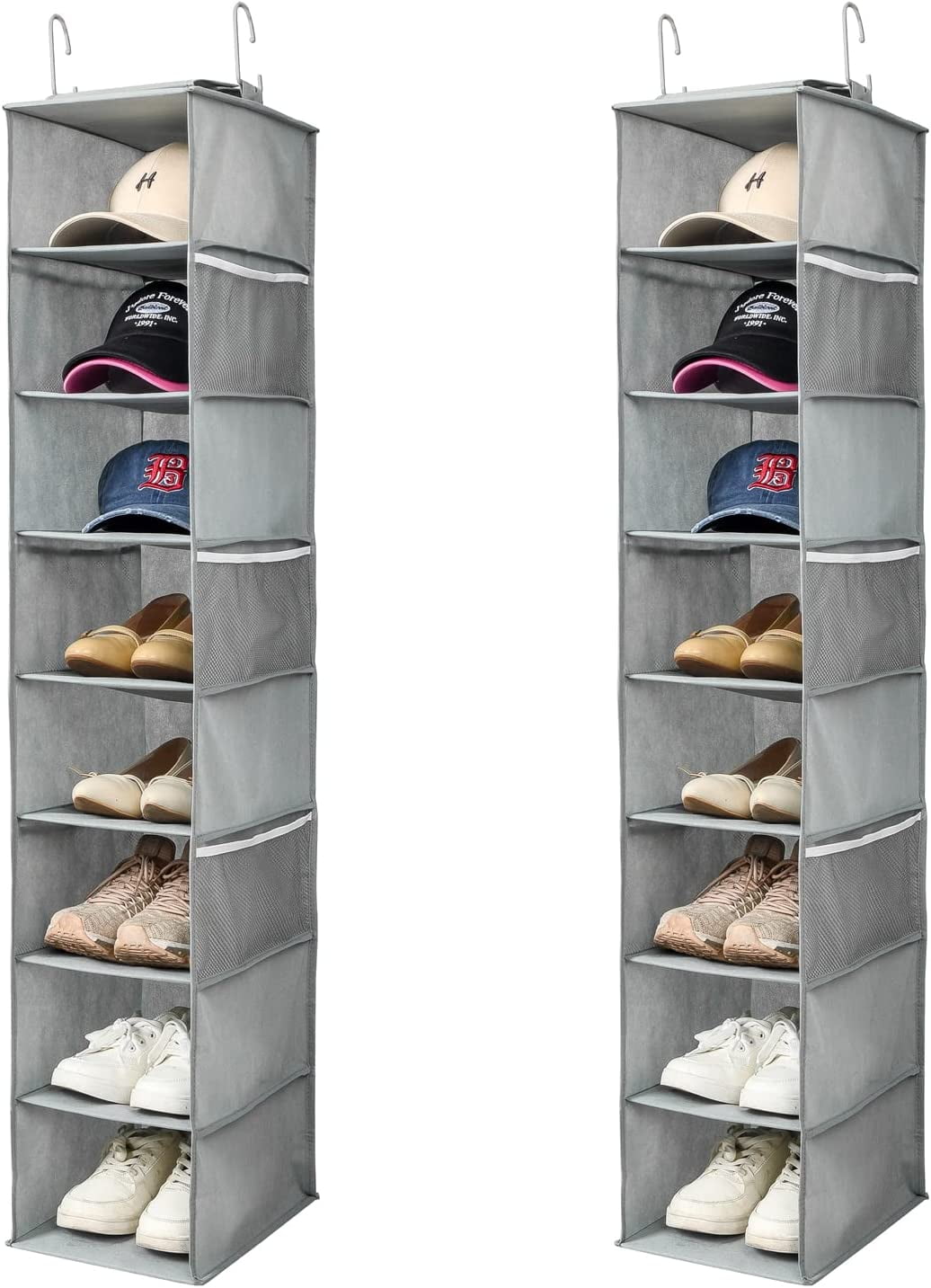 sdzinft Hanging Shoe Organizer for Closet with Side Mesh Pockets，Hat ...