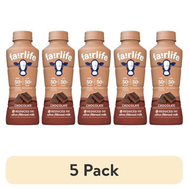 (5 pack) fairlife 2% Reduced Fat Chocolate Ultra Filtered Milk, 14 fl ...