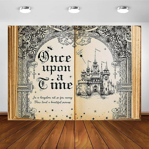 fairy Tale Books Backdrop Vintage Once Upon a Time Backdrop Ancient ...