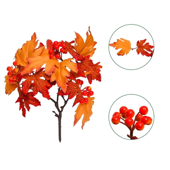 fake flowers bouquet Maple Leaves For Festival Flocked Pinecones ...