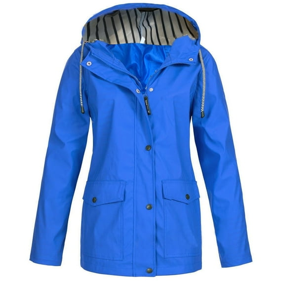 fall coats for women 2025,Blue Rain Coat for Women Waterproof with Hood ...