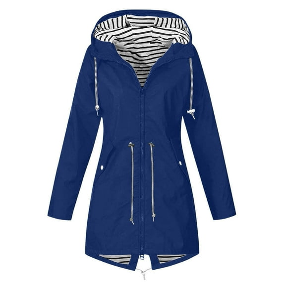 fall coats for women 2025,Blue Rain Coat for Women Waterproof with Hood ...