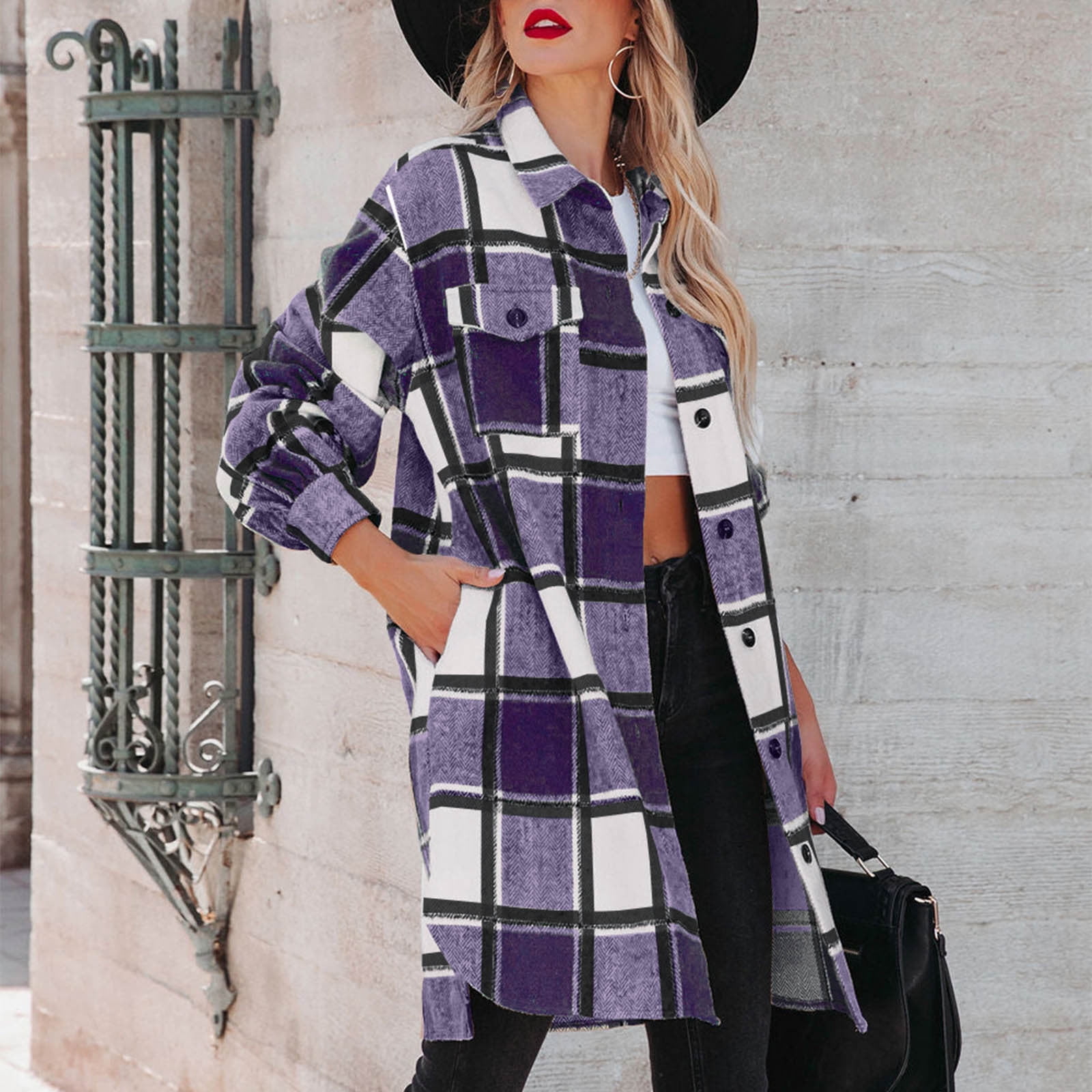 fall jackets for women 2023, Long Shacket Jackets for Women Flannel ...