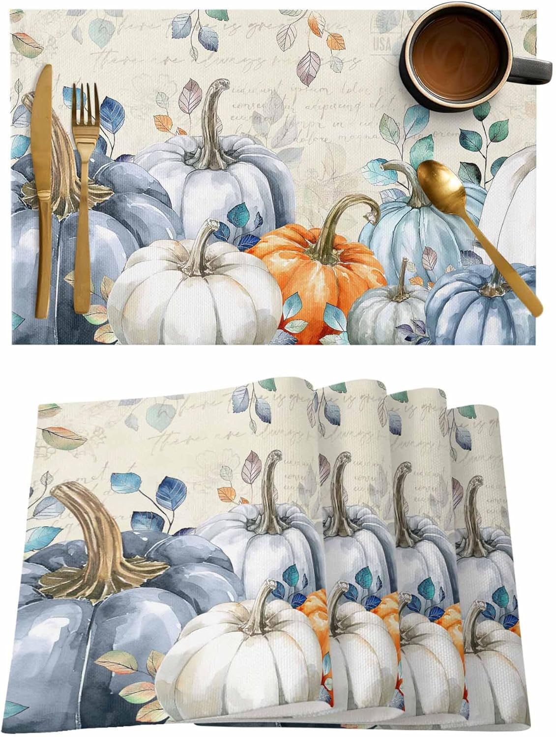 fall pumpkin table placemat set of 4 - Walmart.com